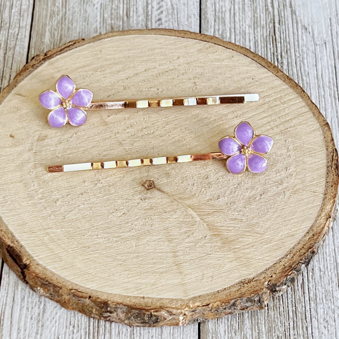 Purple Floral Hair Pin Set of 2 - Boho Flower Bobby Pins - Be Grace Be ...