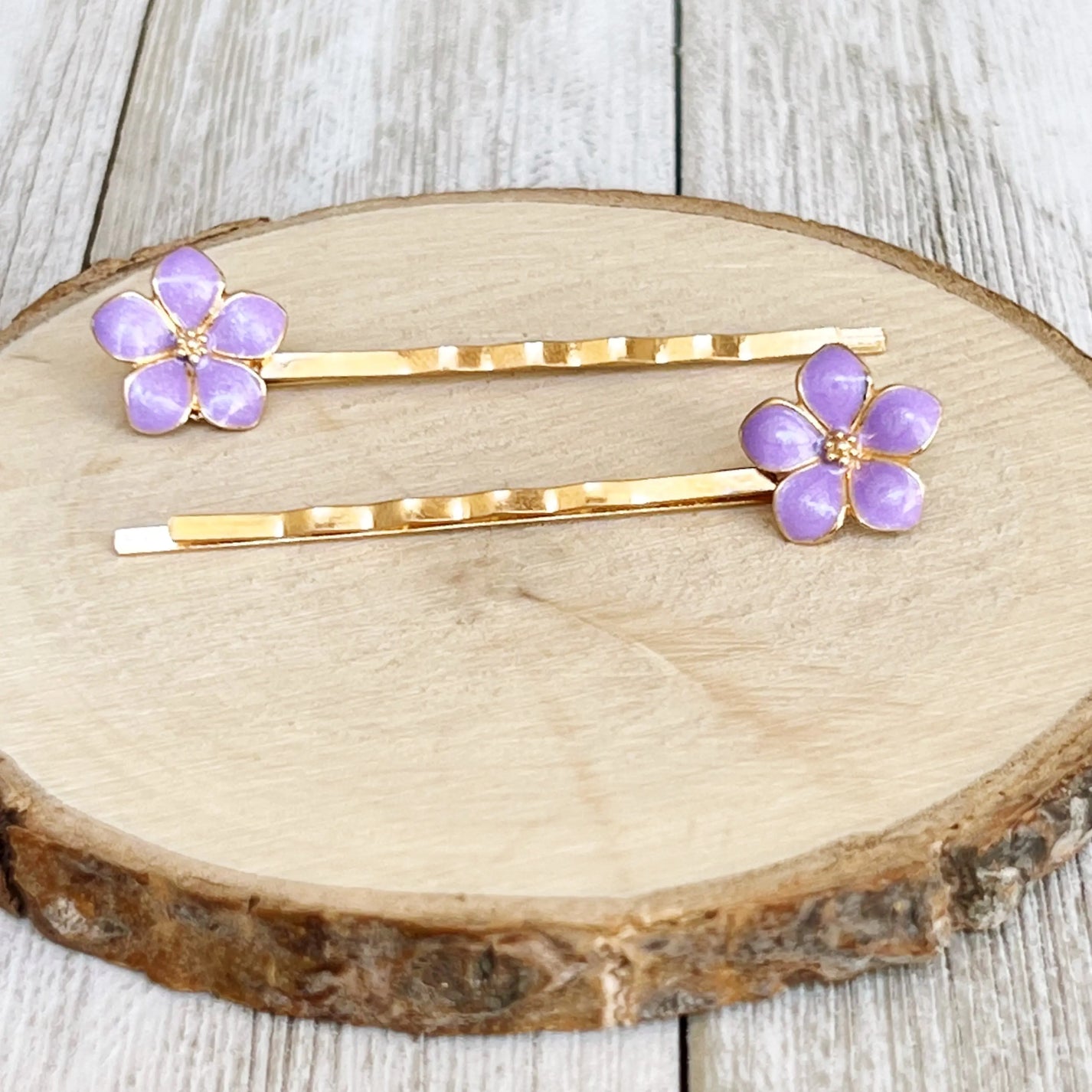 Purple Floral Hair Pin Set of 2 - Boho Flower Bobby Pins - Be Grace Be ...