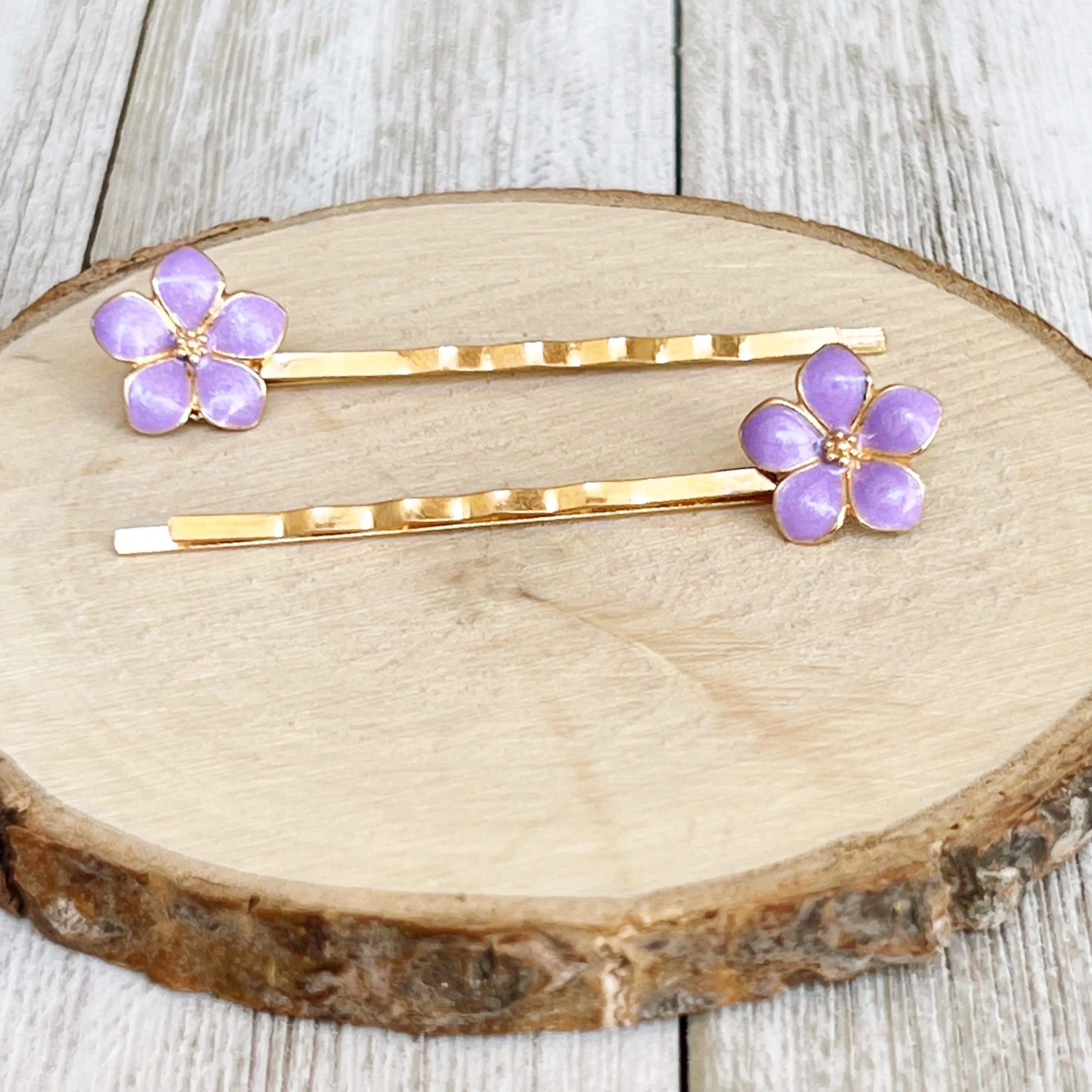 Purple Floral Hair Pin Set of 2 - Boho Flower Bobby Pins - Be Grace Be ...